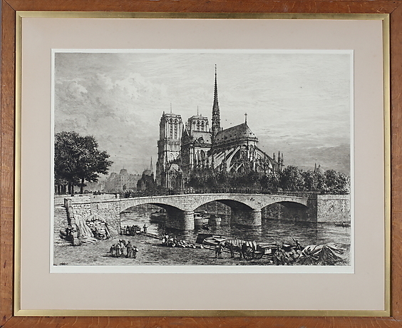 AXEL HERMAN HÄGG. "Notre Dame Paris", etsning, signerad Axel H Haig och ...