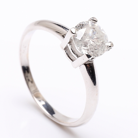 SINGLE STONE RING in 14K white gold with diamond 1.55 ct. Jewellery ...