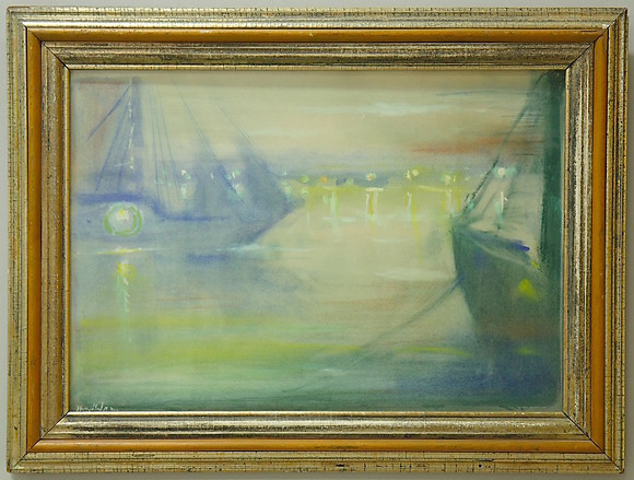 FRANS HEDBLOM. (1883–1973), akvarell och pastell, båtar, signerad ...