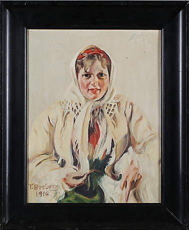 OIDENTIFIERAD KONSTNÄR. Dalkulla, copy after Zorn, oil on Board, signed ...