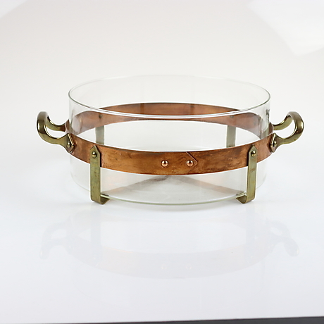 UGNSFORM, glas med hållare i koppar och mässing, Nilsjohan, 1980-90 tal ...