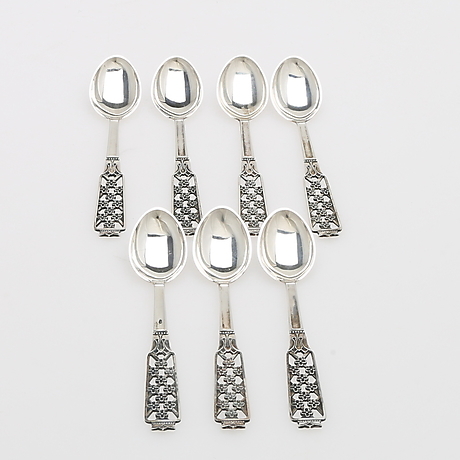 COFFEE SPOONS, SEVEN PIECES, model "Princess", silver. Silver & Metals ...