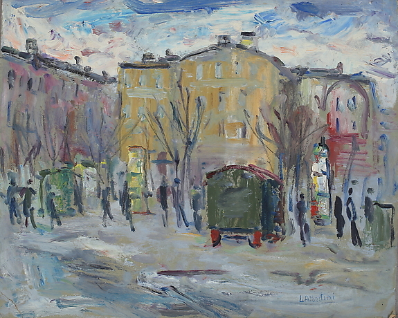 LUCIANO ALBERTINI (1910-1985). City motif, oil on cardboard, signed ...