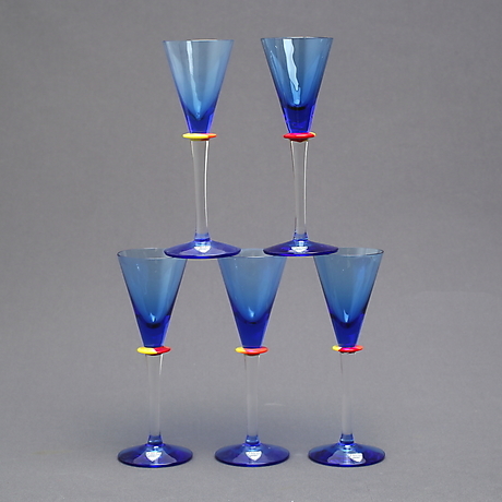 ERIKA LAGERBIELKE. Schnapps glass, 5 pcs, glass, "Pepperoni", Orrefors ...
