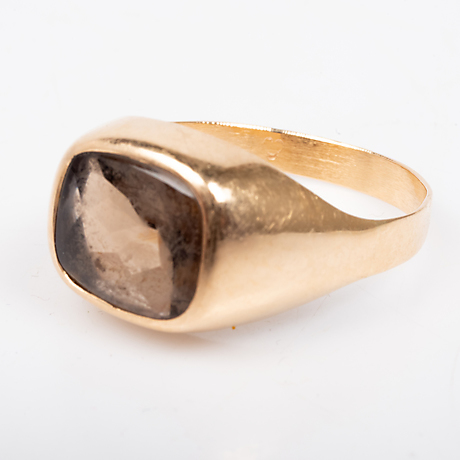 Signet ring, 18 K gold with brown stone. Jewellery & Gemstones - Rings ...