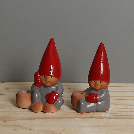 LISA LARSON. Ljusstakar, 2 st, lergods. tomtar, Lisa Larson Design ...