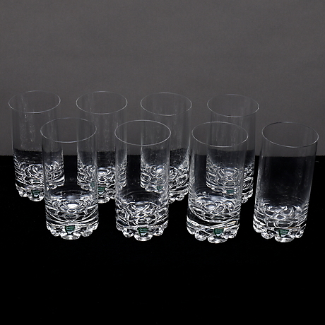 GROGG GLASS, 8 parts, crystal, "Erik", Olle Alberius, Orrefors. Glass ...