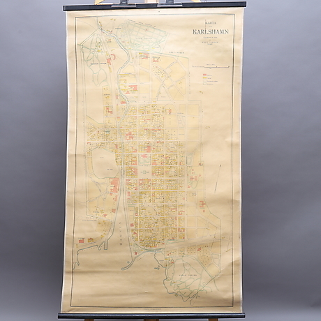KARTA, Karlshamn, Knut Larsson, Göteborgs litografiska aktiebolag, 1914 ...
