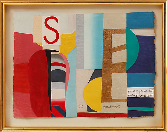 MAX PAPART. Composition with letters and notes. Color etching with ...