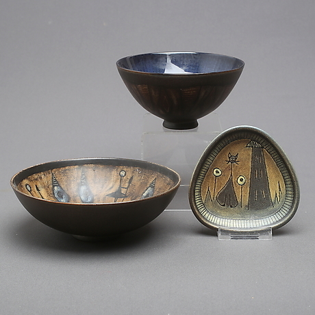 KERAMIK, 3 delar, Munk, Enköping, 1900-talets mitt. Keramik & Porslin ...