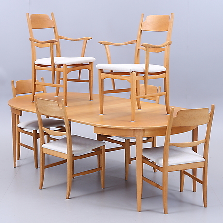 DINING ROOM FURNITURE, 7 pieces, "Calmare Nyckel", Carl Malmsten, Åfors ...