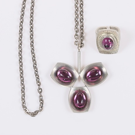 JORGEN JENSEN. Pendant and ring, pewter, Denmark. Jewellery & Gemstones ...