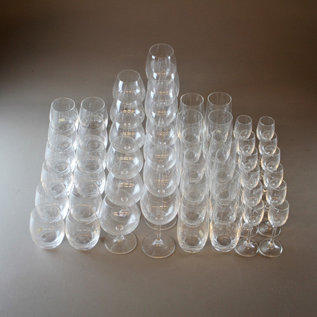 glassware parts 49 pcs "Bohemia Cristalline" with etched decor, Czech ...