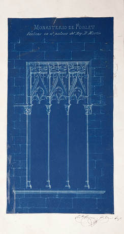 HISTORY OF POBLET, CIRCA 1880. Drawing by the architect Antoni Rovira i ...
