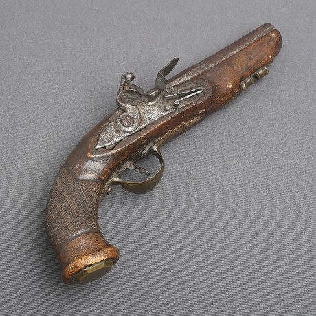 FLINT LOCK PISTOL, full stock with octagonal chamber piece, 17th/1800s ...