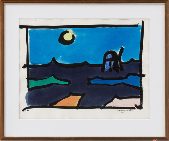 OLLE LANGERT, Landskap, blandteknik, signerad. Konst - Måleri - Auctionet