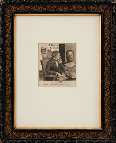 JOHN KAY. "Self-portrait with cat", gravyr. Konst - Grafik - Auctionet