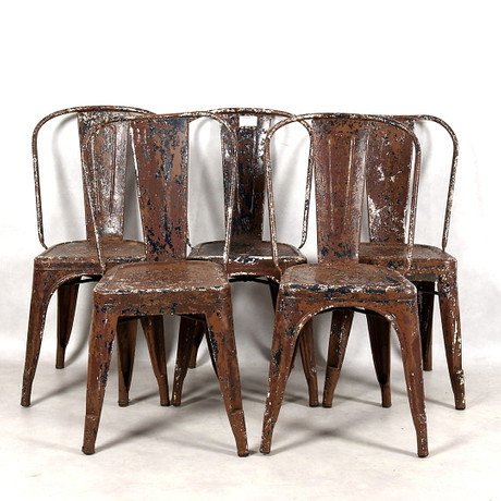 STOLAR, 5-stycken "3+2" Tolix, 1930/40-tal. Möbler - Fåtöljer & Stolar ...