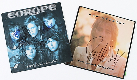 AUTOGRAFER på skivomslag, 6 st, Europe, Rod Stewart. Övrigt - Övrigt ...