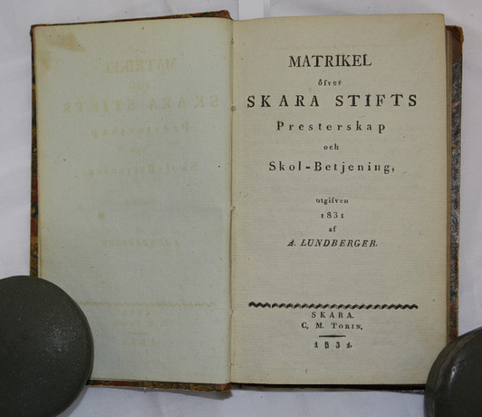 Register of Skara Diocese's clergy and school staff, published in 1831 ...