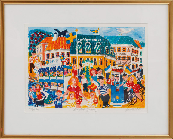 GUNILLA MANN, "Happy Gothenburg, color lithograph, signed and numbered ...