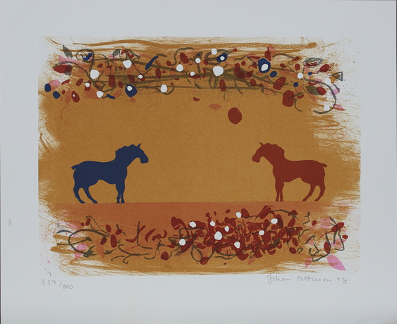 JOHAN PETTERSON. Composition with horse, color lithograph, signed and ...