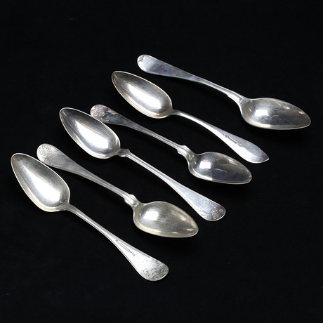 SPOONS, 6 pcs, silver, Sweden, 19th century, weight approx. 335 grams ...