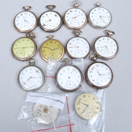POCKET WATCH, 11 pieces and 2 movements, Viking, renovation object ...