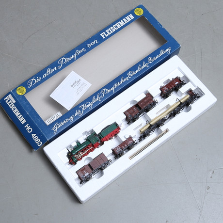 FLEISCHMANN 4883 KPEV ånglok och 6 vagnar i originalkartong. Digital ...