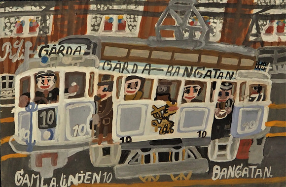 RAGNAR LENNARTSSON. "Gårda Rangatan, Göteborg", gouache, signerad med ...
