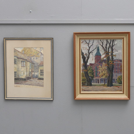 EDUARD VALENTA. LUNDAM MOTIF, AN OIL AND A WATERCOLOR. Art - Paintings ...