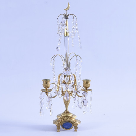 TABLE GLASS, yellow metal with prisms, 1900s. Miscellaneous ...