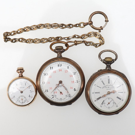 FICKUR, 3 st, bl.a. silver, PP Theander. Klockor & Ur - Fickur ...