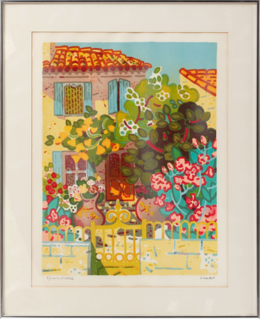 GUY CHARON. Flower still life. Färglitografi, signerad épreuve d ...