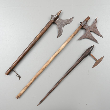 COLLECTION AXES, 3 pcs, incl. a. India 19th century. Weapons ...