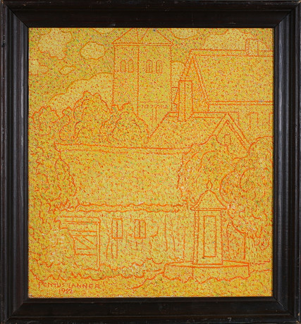 PONTUS LANNER. "Cathedral (Sancta Maria) in Visby", color drawing in ...