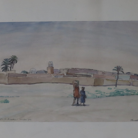 BUCHTY, JOSEF. North African landscape, watercolor on paper, signed by ...