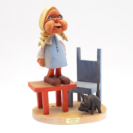 RUNE ENGSTRÖM. Skulptur, trä, skrämd av mus, signerad. Konst - Skulptur ...