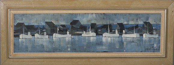 HANS FELLENIUS. Boats in harbour, oil on canvas, signed. Art ...