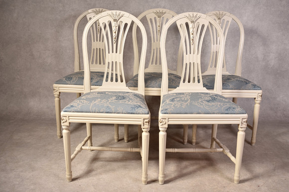 STOLAR 5 st modell Axet Gustaviansk stil 1900 tal. Möbler - Fåtöljer ...