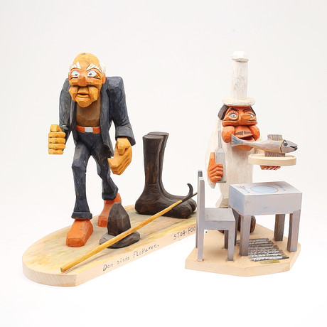 RUNE ENGSTRÖM IGGESUND. Träskulpturer, 2 st, signerade. Konst ...