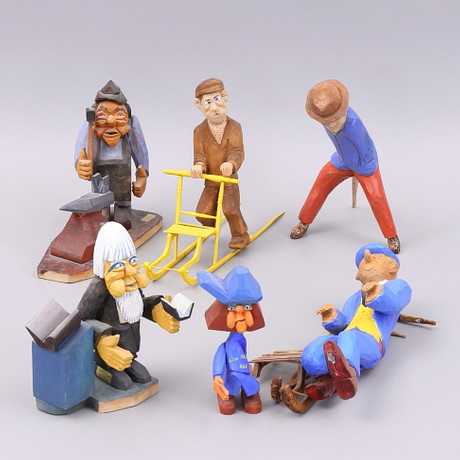 RUNE ENGSTRÖM IGGESUND. TRÄSKULPTURER, 6 st, signerade. Övrigt - Övrigt ...