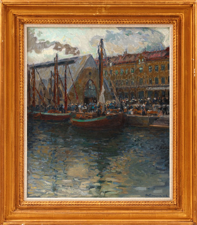AXEL ERDMANN, Fiskekyrkan, Gothenburg, oil on canvas, signed and dated ...