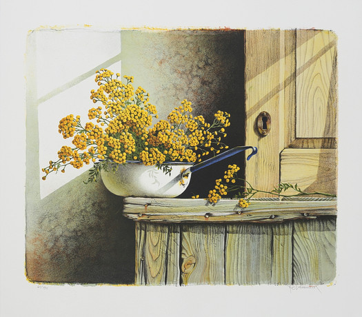 NILS ERIK JOHANSSON. Yellow flowers, lithograph, signed and numbered 61 ...