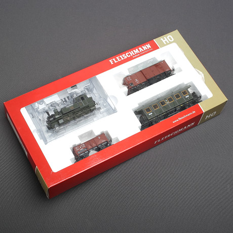FLEISCHMANN 481302 Bavarian steam locomotive 6065 with 3 carriages ...