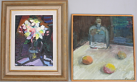 UNKNOWN ARTISTS, oil on canvas, 2 pcs, Evert Eriksson + Hanlo Green ...