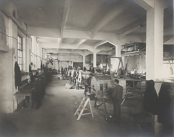 PHOTOGRAPH, depicting assembly hall, Enoch Thulin's Airplane Factory in ...