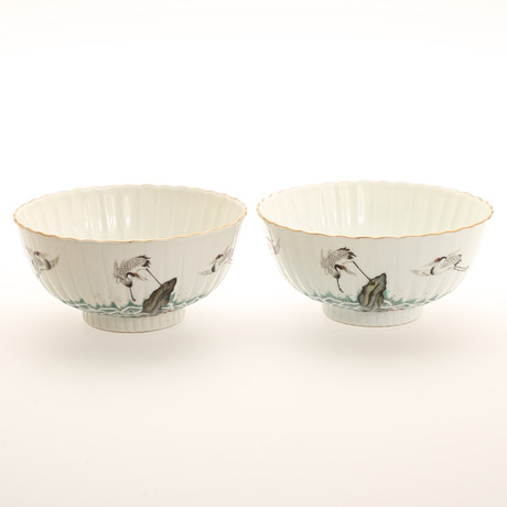 BOWLS, a pair, porcelain, Late Qing dynasty with Daoguang seal mark ...