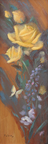 FULVIO PENTASSUGLIA. Roses, oil on Board, signed Fulvio P. Art ...