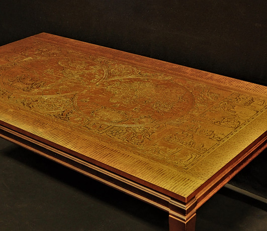 COFFEE TABLE, world map on copper plate. Furniture - Tables - Auctionet